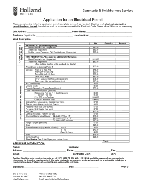 Fillable Online Application for an Electrical Permit - City of Holland ...