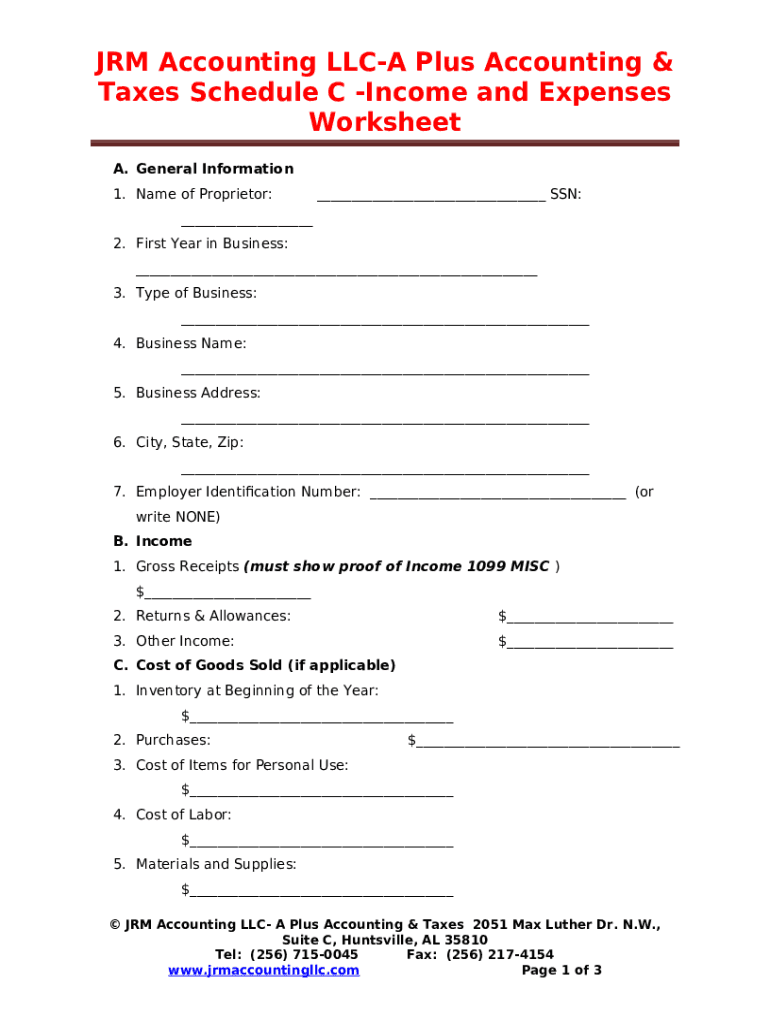 JRM Accounting LLC-A Plus Accounting & Taxes Schedule C -Income and ...
