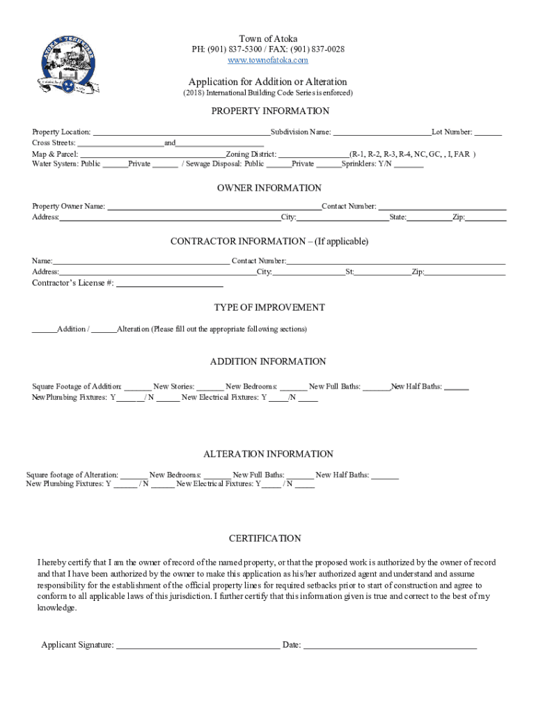 Fillable Online Application for Addition or Alteration Fax Email Print - pdfFiller