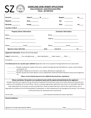 Fillable Online SHORELAND ZONE PERMIT APPLICATION Fax Email Print ...