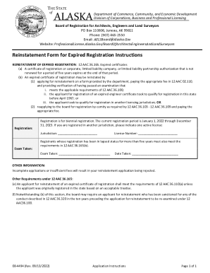 Fillable Online Reinstatement Form for Expired Registration - State of ...