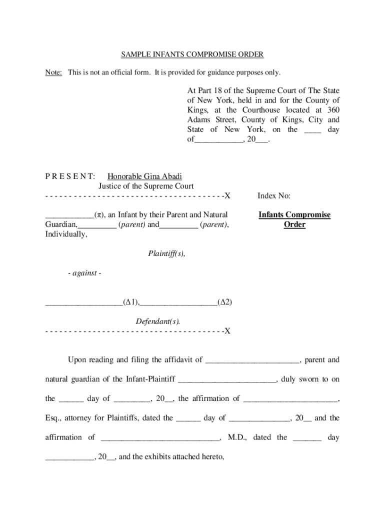 Fillable Online Infant-Compromise-Order-Sample-Form-NEW. ... Fax Email ...