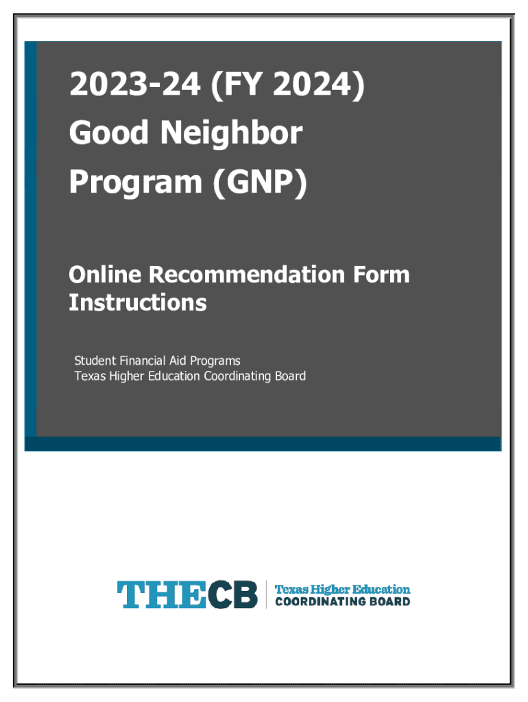 Fillable Online Good Neighbor Program FY 2024 Online Recommendation ...