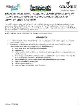 Fillable Online towns of winter park, fraser, and granby building division ilc and isp ... Fax ...