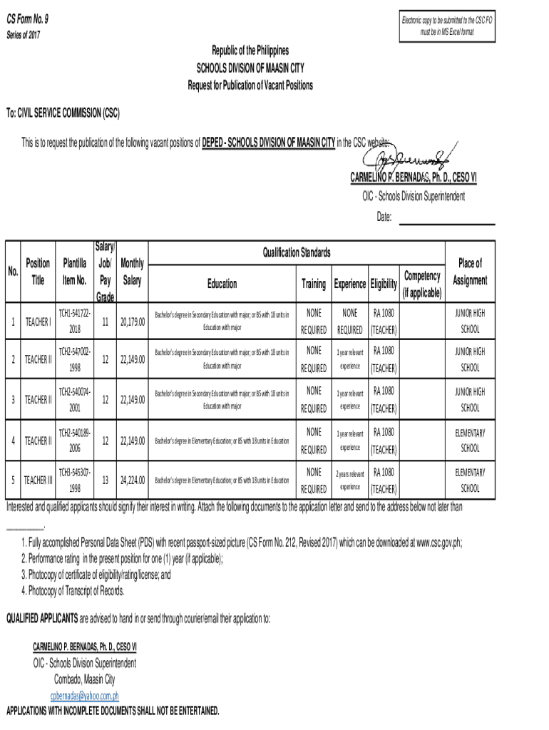 Fillable Online PUB-08062021-04.pdf - CS Form No. 9 Electronic copy to ...