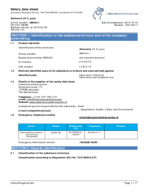 Fillable Online Safety Data Sheet: Ammonia solution Fax Email Print ...