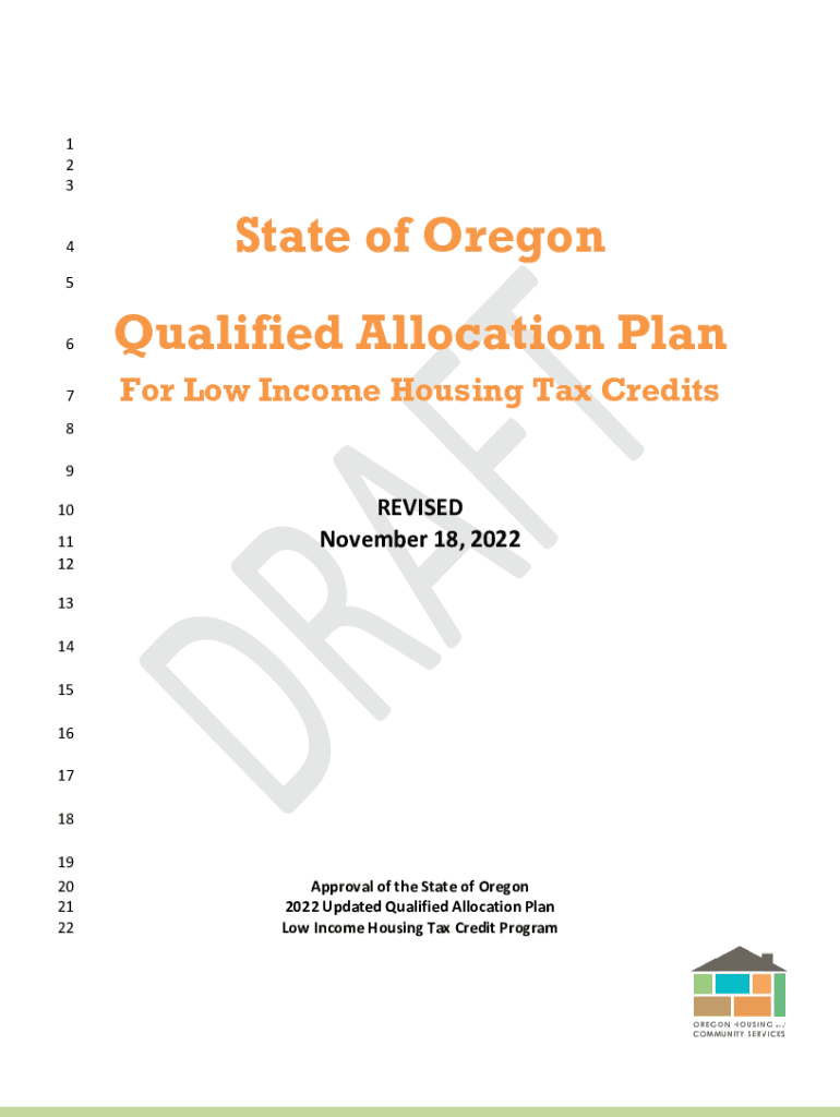Fillable Online Draft Qualified Allocation Plan For Low Income Housing ...