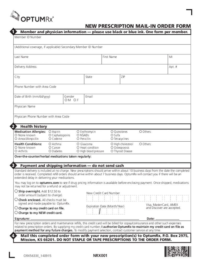Fillable Online Submitting a prescription to Optum Home Delivery Fax ...