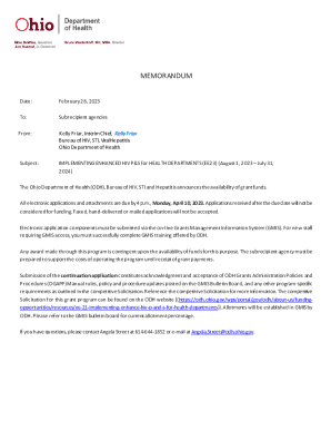 Fillable Online odh ohio MEMORANDUM - Ohio Department of Health - Ohio ...