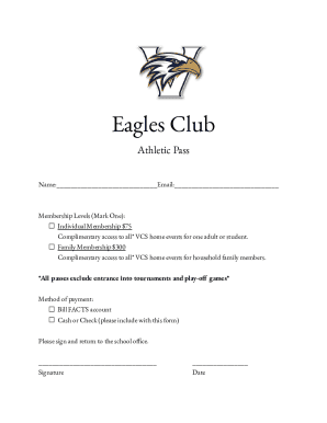 Fillable Online Eagles Club Form Fax Email Print - pdfFiller
