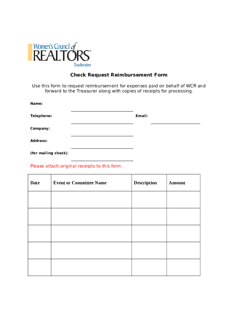 wcr-check-request-reimbursement-- ... Doc Template | pdfFiller