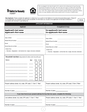 Fillable Online Apply for a Habitat house Fax Email Print - pdfFiller