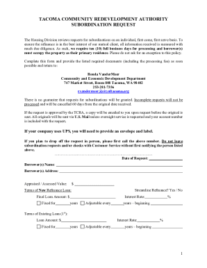 Fillable Online Subordination Lender Request Form -2022 Fax Email Print ...