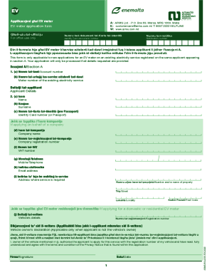 Fillable Online Applikazzjoni gal EV meter EV meter application form ...