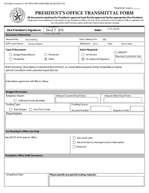 Fillable Online PRESIDENT'S OFFICE TRANSMITTAL FORM Fax Email Print ...