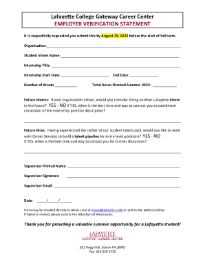 Fillable Online Employer Verification Statement(doc)Gateway Career ...