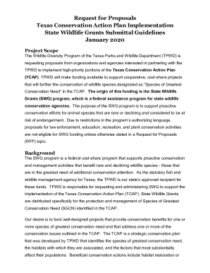 Fillable Online Coastal Fisheries State Wildlife Grant - TPWD - Texas ...