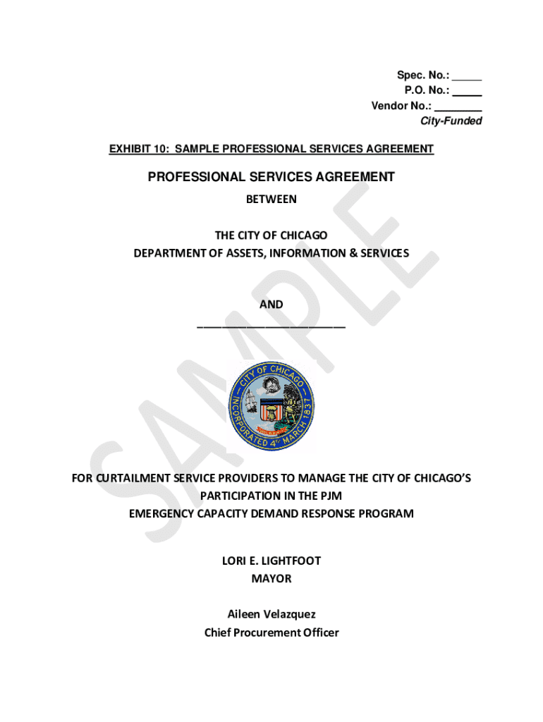 Fillable Online sample professional services agreement between the city ...