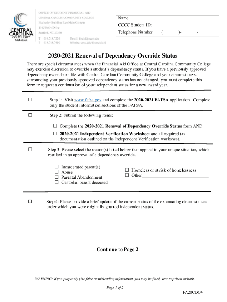 Fillable Online may exercise discretion to override a students ...