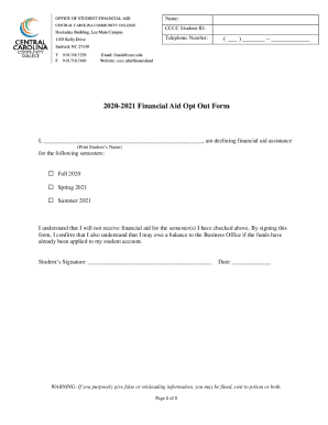 Fillable Online 2020-2021 Financial Aid Opt Out Form Fax Email Print ...