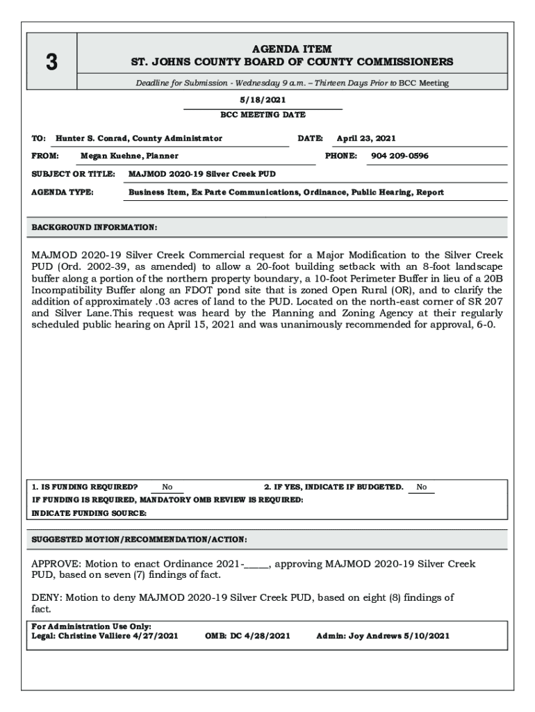 Fillable Online MAJMOD 2020-19 Silver Creek Commercial request for a ...