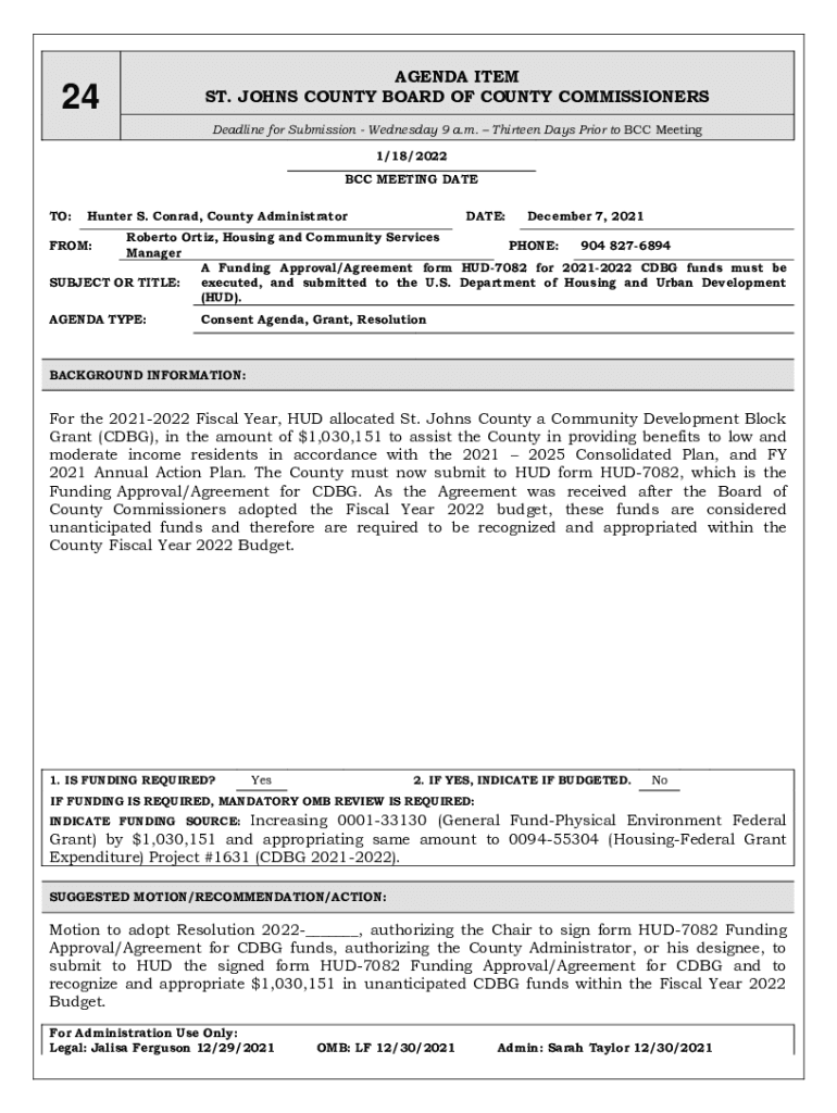 Fillable Online A Funding Approval/Agreement form HUD-7082 for 2021 ...