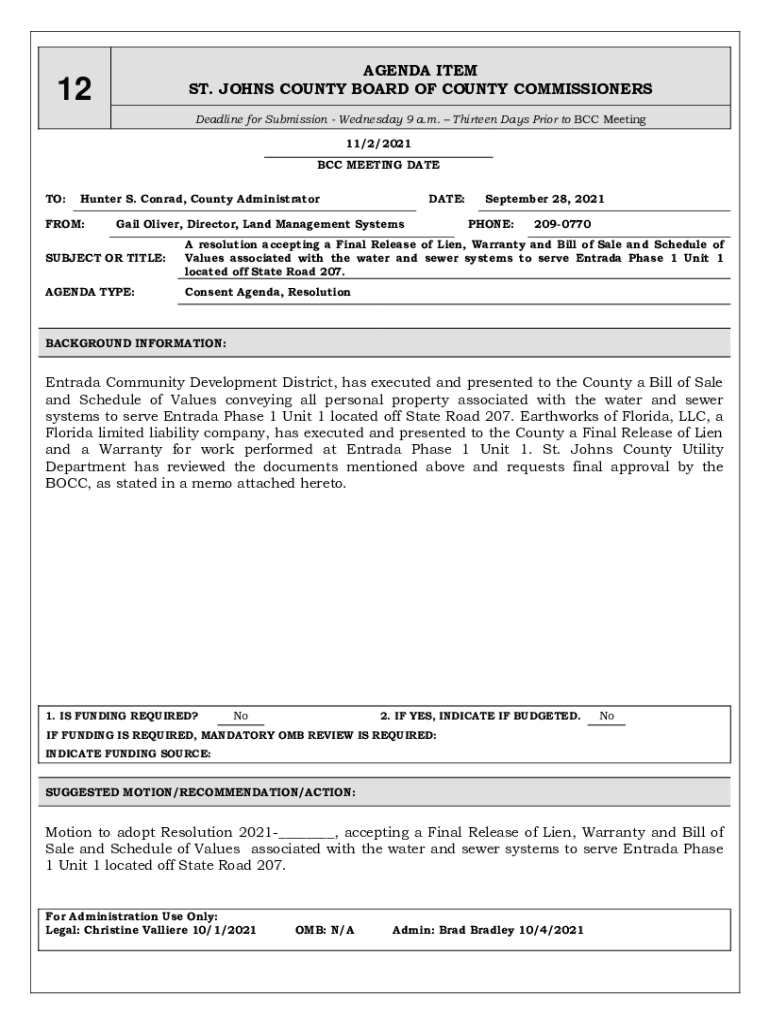 Fillable Online A resolution accepting a Final Release of Lien ...