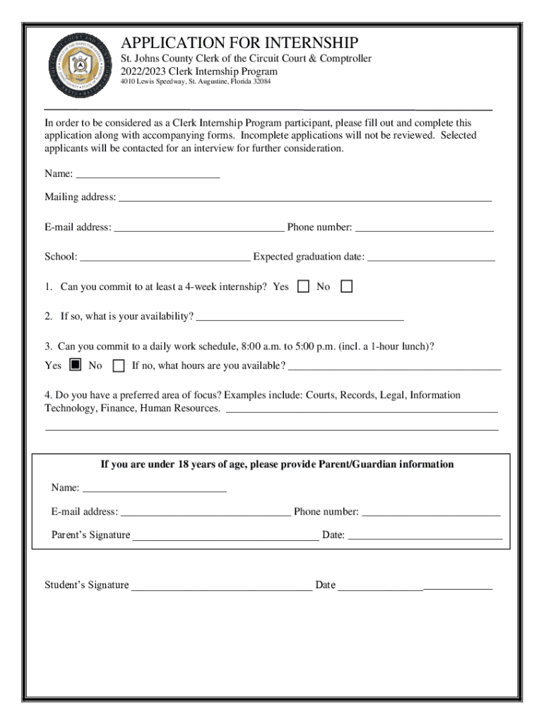 Fillable Online St. Johns County Clerk of the Circuit Court and ...