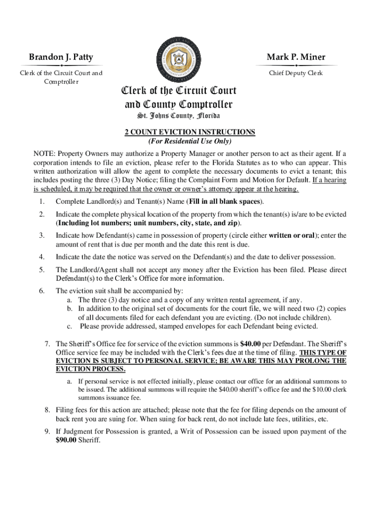 Fillable Online 3 DAY 2-COUNT EVICTION COMPLAINT (DAMAGES) ... Fax ...