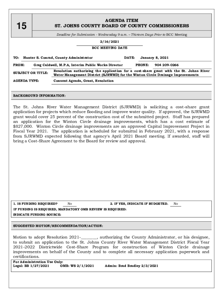 Fillable Online Resolution authorizing the application for a cost-share grant with the St Fax ...