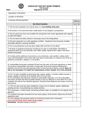 Fillable Online SAFETY SPECIALIST MUST COMPLETE THIS CHECKLIST PRIOR TO ...