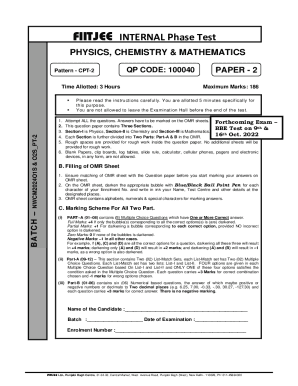 Fillable Online How difficult are FIITJEE phase tests? From what book ...