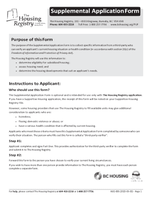 Fillable Online Supportive Housing Registry Application Form Fax Email ...