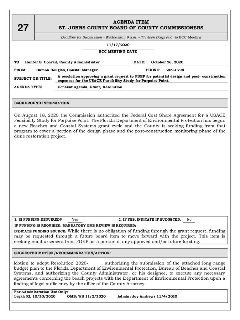 Fillable Online A resolution approving a grant request to FDEP for ...
