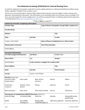 Fillable Online Pre-Admission Screening (PAS) Referral: Internal ...