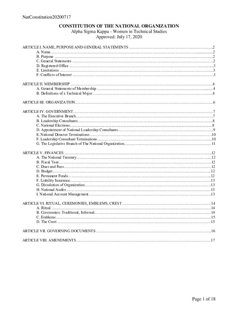Fillable Online Constitution of Alpha Sigma Kappa - Women in Technical ...