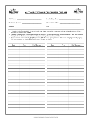 Fillable Online Diaper Cream Authorization Form.pub Fax Email Print ...