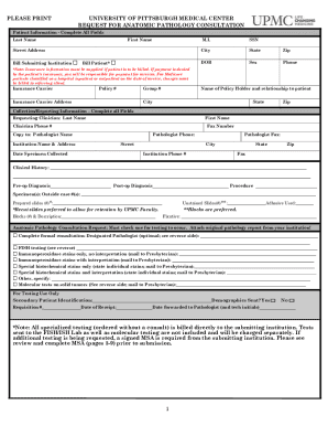 Fillable Online PLEASE PRINT - UPMC Pathology - University of ...