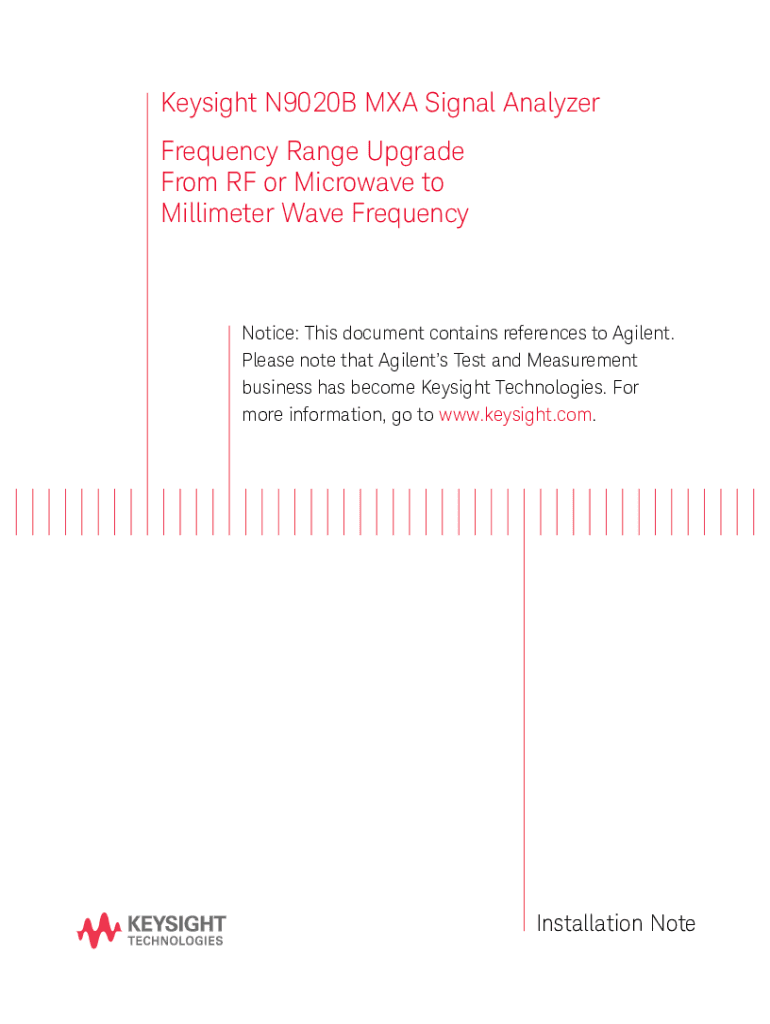 Fillable Online N9020B MXA Signal Analyzer Frequency Range Upgrade From ...