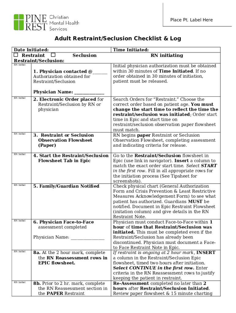 Joint Commission Standards on Restraint and Seclusion Doc Template ...