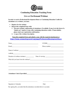 Fillable Online Continuing Education Tracking Form Live or On-Demand ...