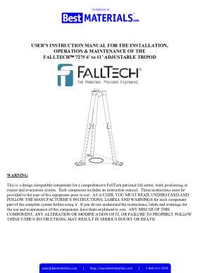 Fillable Online FallTech Confined Space Tripod Kit, dist. by Best Materials Fax Email Print ...