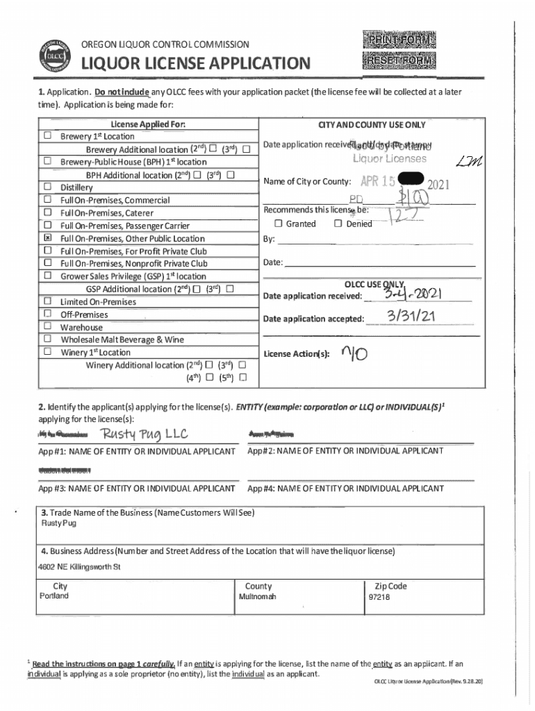Fillable Online Full On-Premises, Commercial : Liquor Licensing Fax ...