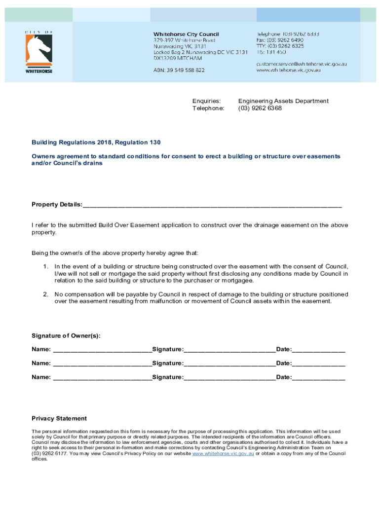 Fillable Online Owner-Agreement-Building-Over-Easement-Application.doc ...