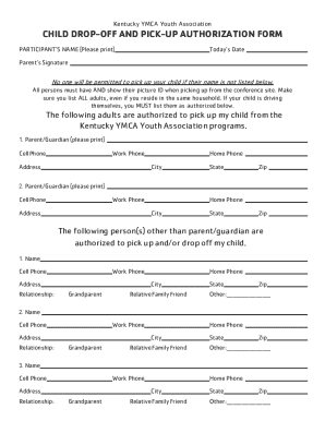 Fillable Online Get Child Drop Off And Pick Up Authorization Letter Fax Email Print - pdfFiller