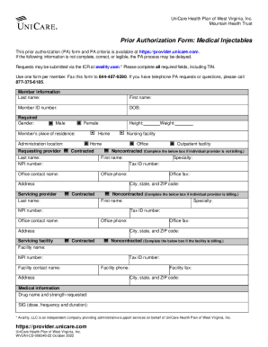 Fillable Online New medical injectable prior authorization fax number ... Fax Email Print ...