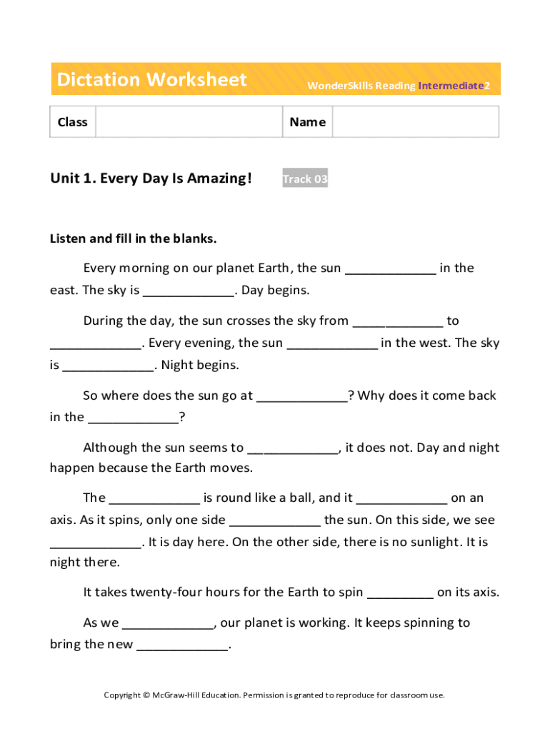 Fillable Online Dictation Worksheet Fax Email Print - pdfFiller