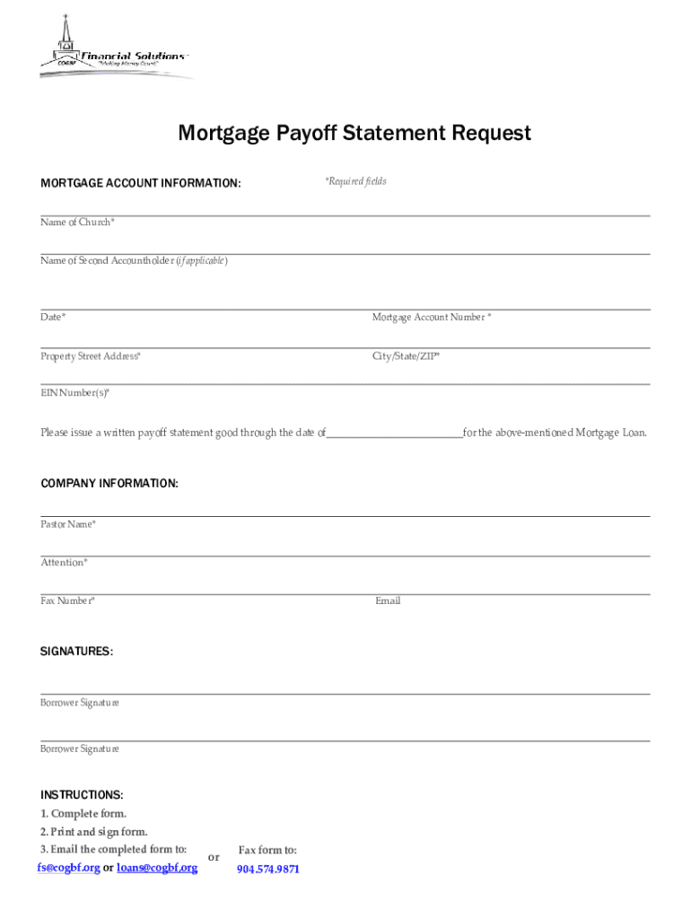 Fillable Online Mortgage Payoff Request. CEFCU's Request to Payoff ...