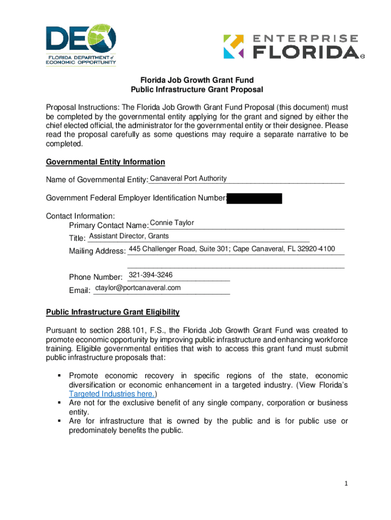 Fillable Online Florida Job Growth Grant Fund Public Infrastructure ...