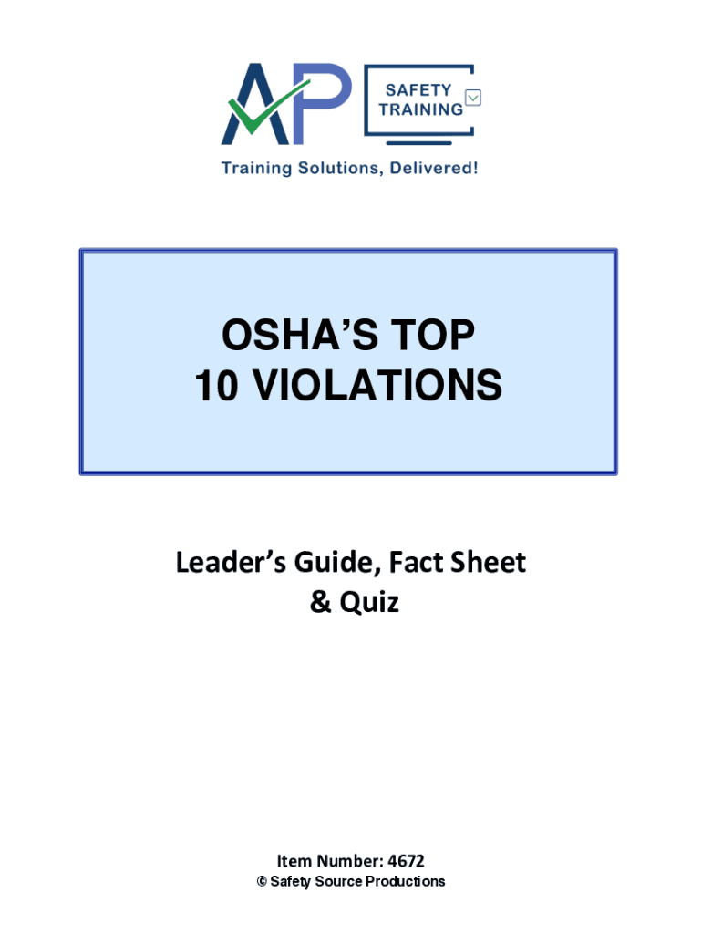 Fillable Online OSHA's Top 10 Most Frequently Cited Violations Fax ...